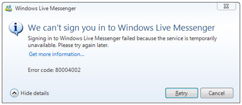 We can’t sign you in to Windows Live Messenger! – Yashvinblogs